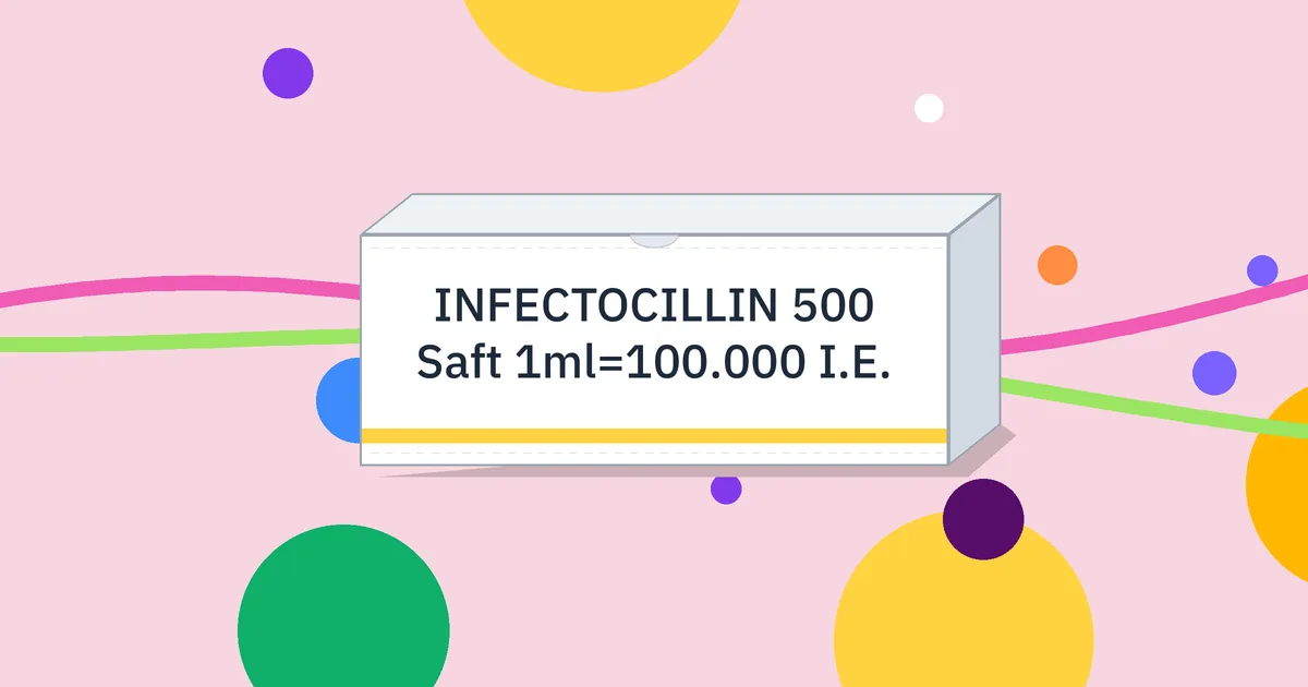 Symbolbild: Packung mit der Aufschrift INFECTOCILLIN 500 Saft 1ml=100.000 I.E. (PZN 06649606) – Verfügbarkeit und Bezug in Apotheken in Frankfurt am Main