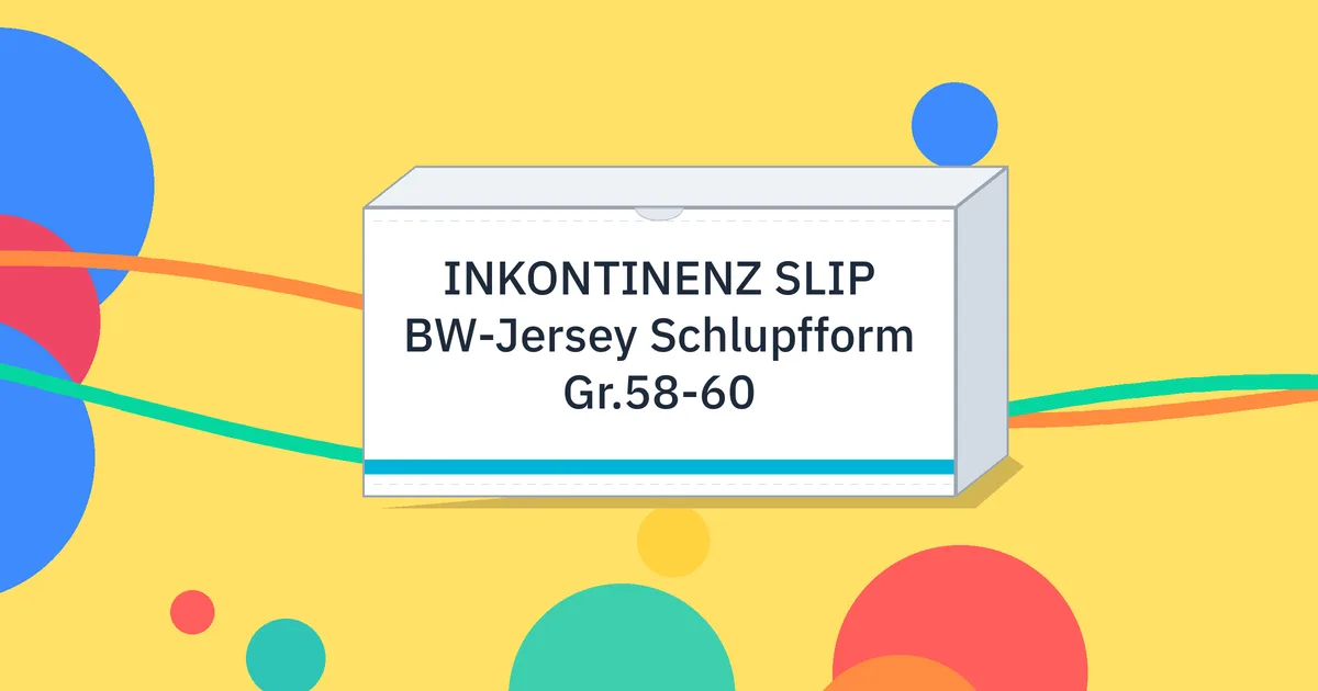Symbolbild: Packung mit der Aufschrift INKONTINENZ SLIP BW-Jersey Schlupfform Gr.58-60 (PZN 10217723) – Verfügbarkeit und Bezug in Apotheken in Frankfurt am Main