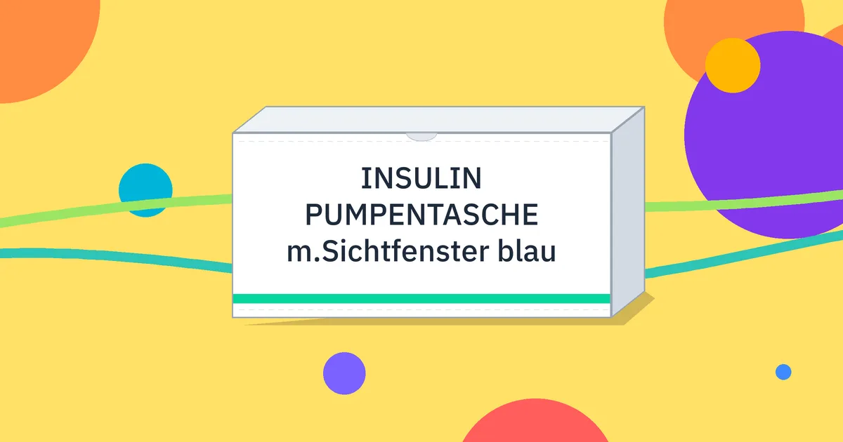 Symbolbild: Packung mit der Aufschrift INSULIN PUMPENTASCHE m.Sichtfenster blau (PZN 16509935) – Verfügbarkeit und Bezug in Apotheken in Frankfurt am Main