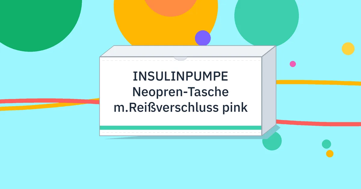 Symbolbild: Packung mit der Aufschrift INSULINPUMPE Neopren-Tasche m.Reißverschluss pink (PZN 10730633) – Verfügbarkeit und Bezug in Apotheken in Frankfurt am Main