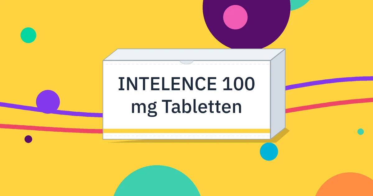 Symbolbild: Packung mit der Aufschrift INTELENCE 100 mg Tabletten (PZN 06733695) – Verfügbarkeit und Bezug in Apotheken in Frankfurt am Main