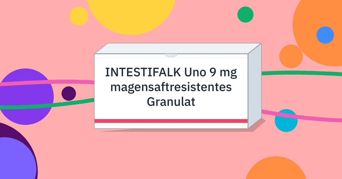 Symbolbild: Packung mit der Aufschrift INTESTIFALK Uno 9 mg magensaftresistentes Granulat (PZN 12550504) – Verfügbarkeit und Bezug in Apotheken in Frankfurt am Main
