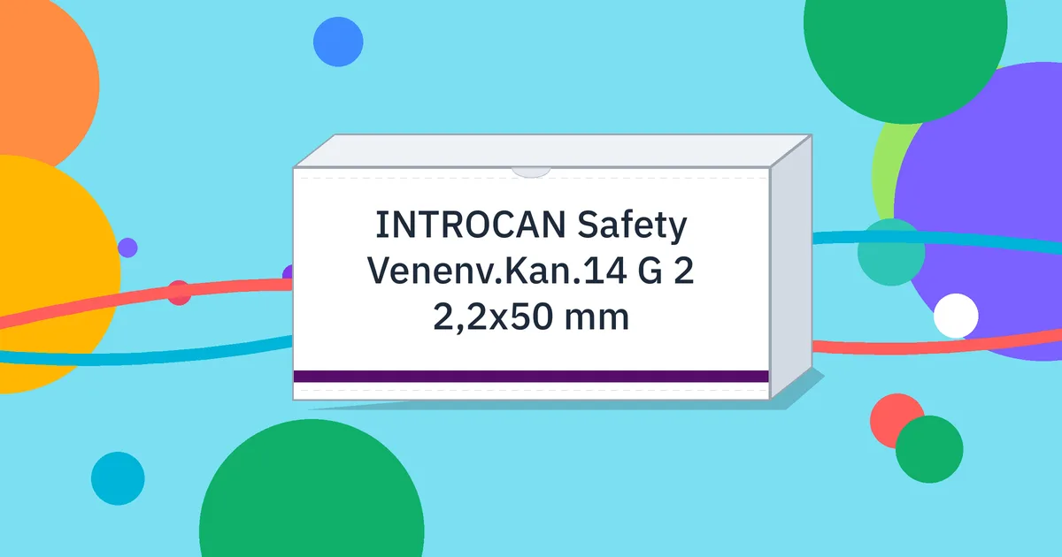 Symbolbild: Packung mit der Aufschrift INTROCAN Safety Venenv.Kan.14 G 2 2,2x50 mm (PZN 20344782) – Verfügbarkeit und Bezug in Apotheken in Frankfurt am Main