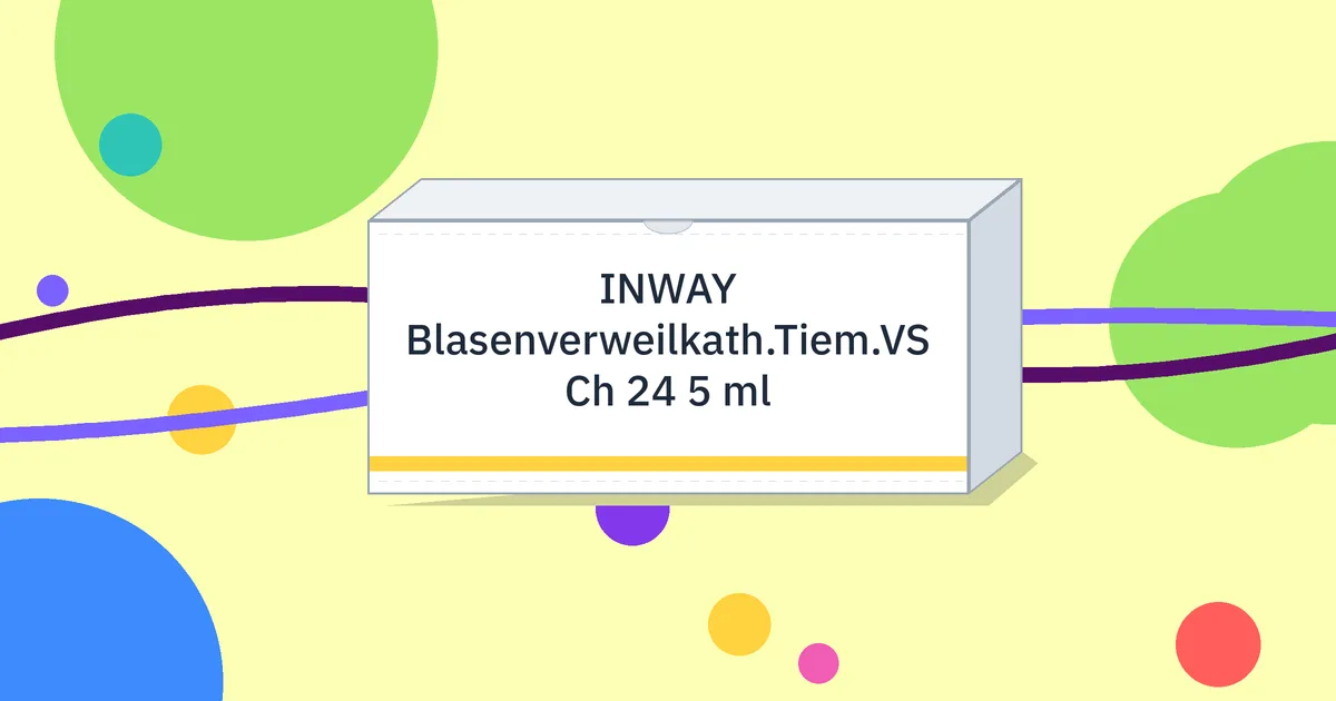 Symbolbild: Packung mit der Aufschrift INWAY Blasenverweilkath.Tiem.VS Ch 24 5 ml (PZN 00048484) – Verfügbarkeit und Bezug in Apotheken in Frankfurt am Main