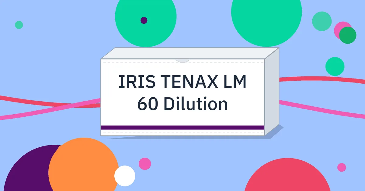 Symbolbild: Packung mit der Aufschrift IRIS TENAX LM 60 Dilution (PZN 12914610) – Verfügbarkeit und Bezug in Apotheken in Frankfurt am Main