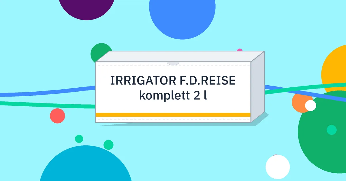 Symbolbild: Packung mit der Aufschrift IRRIGATOR F.D.REISE komplett 2 l (PZN 02809929) – Verfügbarkeit und Bezug in Apotheken in Frankfurt am Main