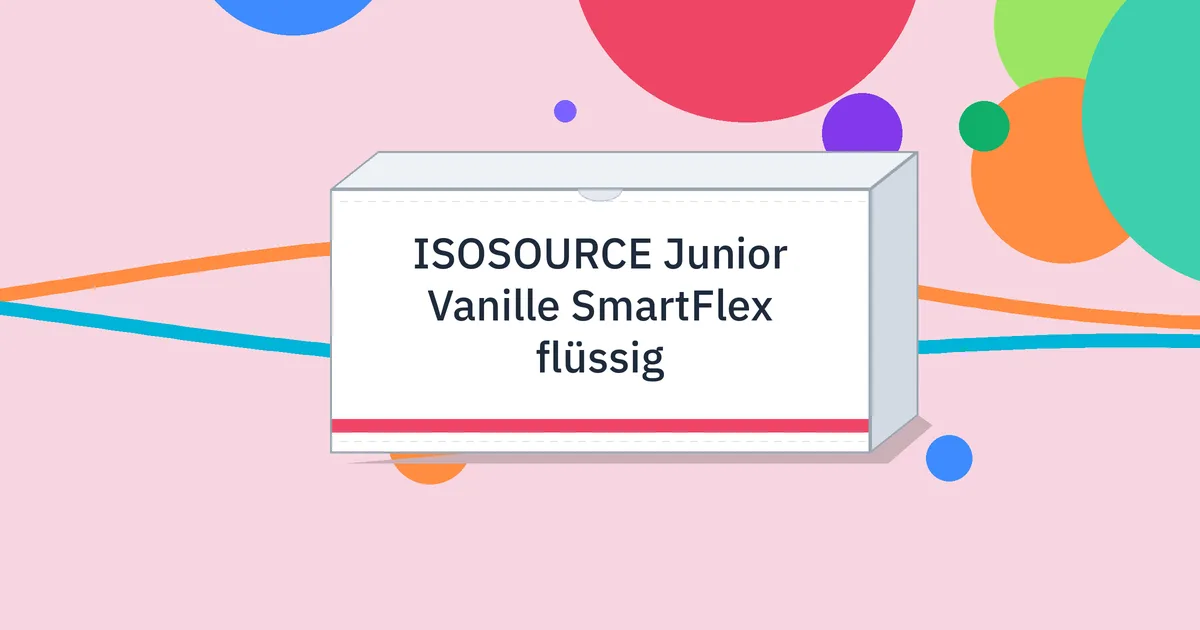 Symbolbild: Packung mit der Aufschrift ISOSOURCE Junior Vanille SmartFlex flüssig (PZN 10225987) – Verfügbarkeit und Bezug in Apotheken in Frankfurt am Main