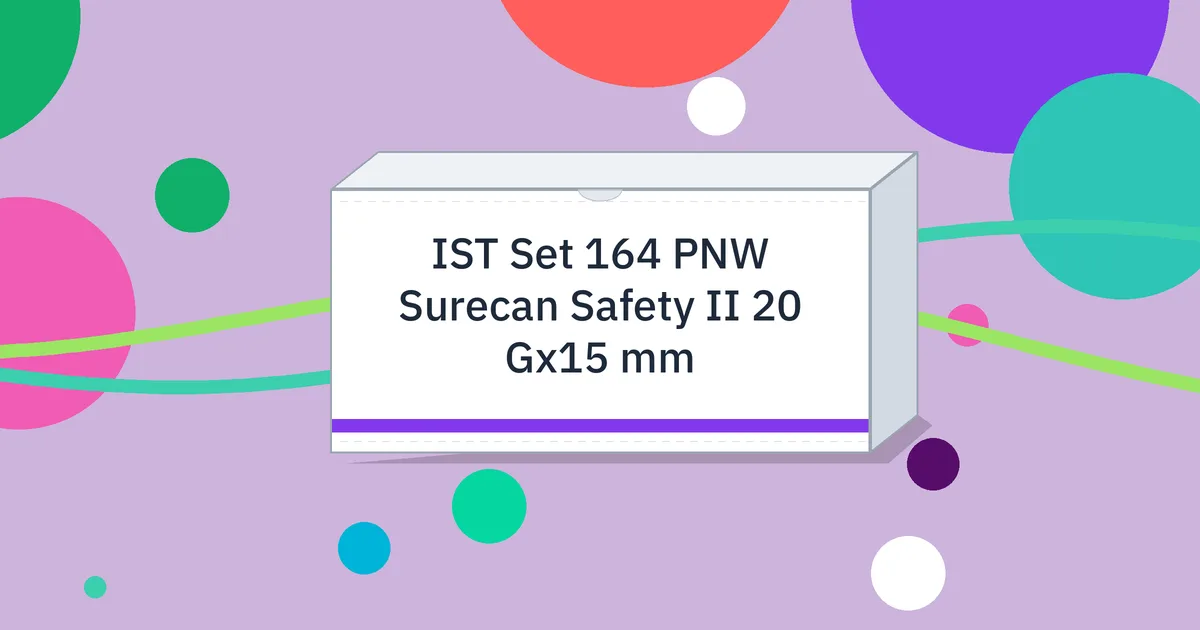 Symbolbild: Packung mit der Aufschrift IST Set 164 PNW Surecan Safety II 20 Gx15 mm (PZN 15239221) – Verfügbarkeit und Bezug in Apotheken in Frankfurt am Main