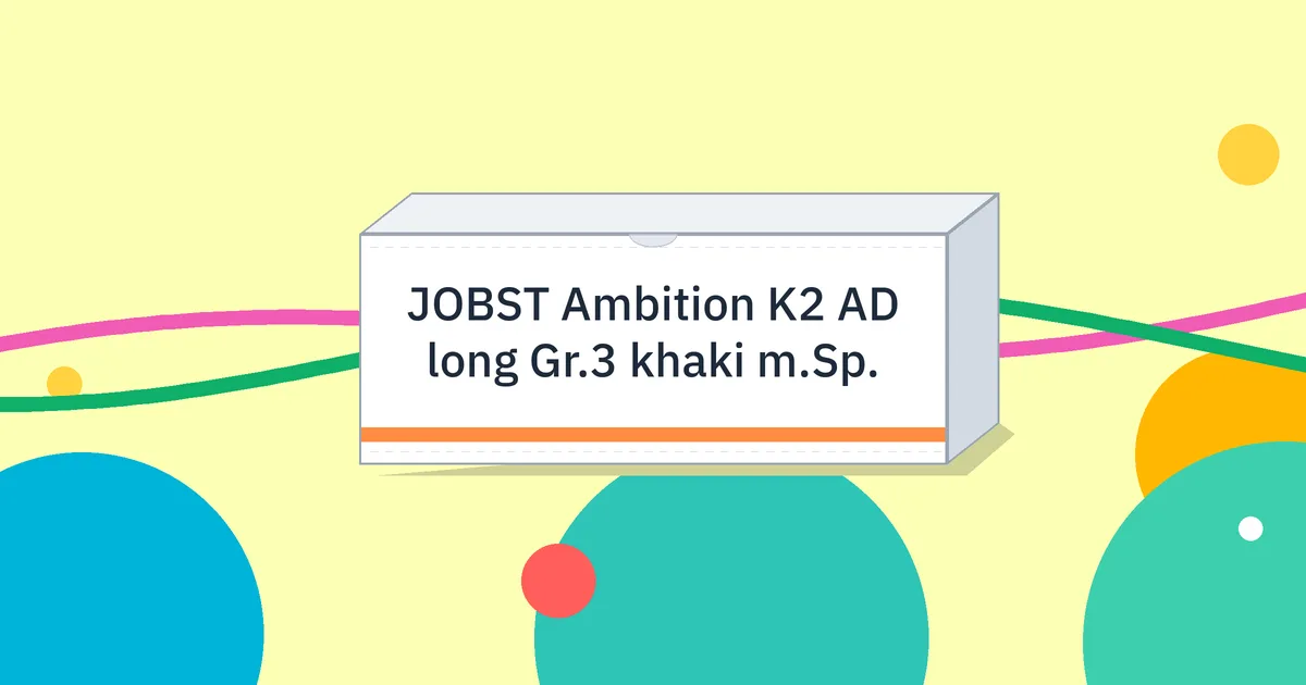 Symbolbild: Packung mit der Aufschrift JOBST Ambition K2 AD long Gr.3 khaki m.Sp. (PZN 11020626) – Verfügbarkeit und Bezug in Apotheken in Frankfurt am Main