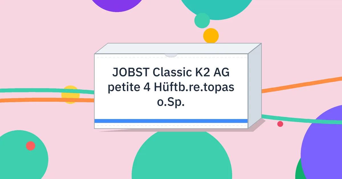 Symbolbild: Packung mit der Aufschrift JOBST Classic K2 AG petite 4 Hüftb.re.topas o.Sp. (PZN 13065900) – Verfügbarkeit und Bezug in Apotheken in Frankfurt am Main