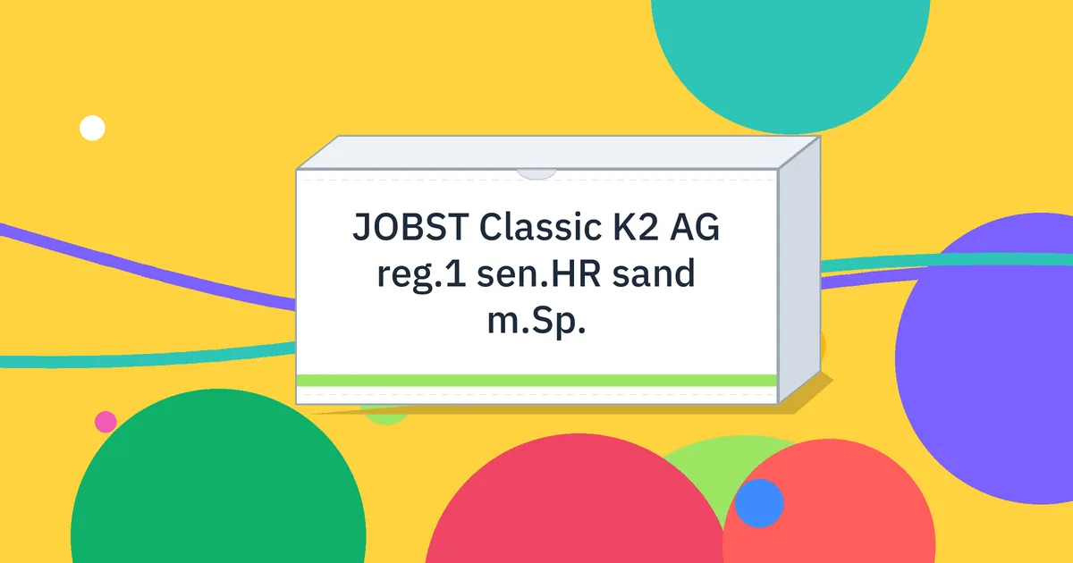 Symbolbild: Packung mit der Aufschrift JOBST Classic K2 AG reg.1 sen.HR sand m.Sp. (PZN 17960313) – Verfügbarkeit und Bezug in Apotheken in Frankfurt am Main