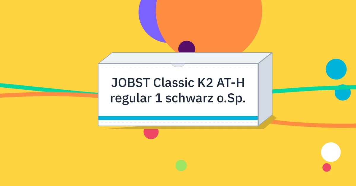 Symbolbild: Packung mit der Aufschrift JOBST Classic K2 AT-H regular 1 schwarz o.Sp. (PZN 13068979) – Verfügbarkeit und Bezug in Apotheken in Frankfurt am Main