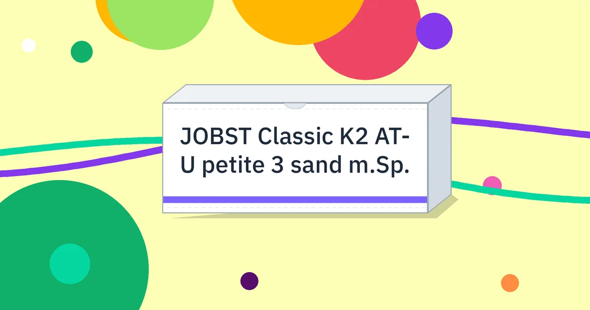 Symbolbild: Packung mit der Aufschrift JOBST Classic K2 AT-U petite 3 sand m.Sp. (PZN 13068169) – Verfügbarkeit und Bezug in Apotheken in Frankfurt am Main