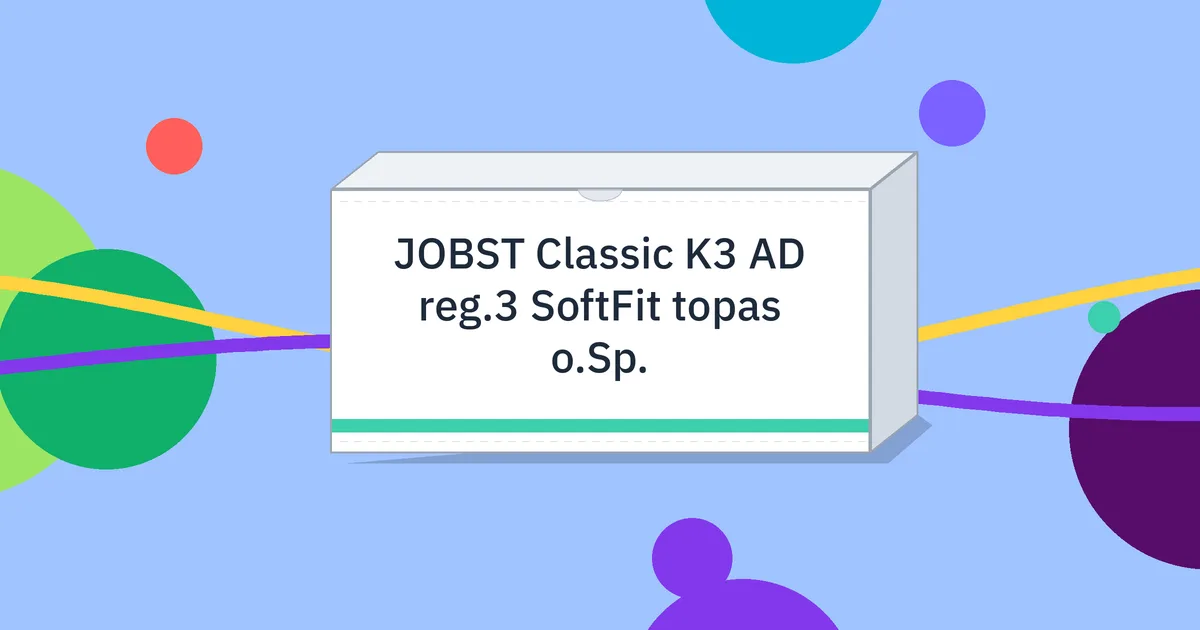 Symbolbild: Packung mit der Aufschrift JOBST Classic K3 AD reg.3 SoftFit topas o.Sp. (PZN 14224097) – Verfügbarkeit und Bezug in Apotheken in Frankfurt am Main