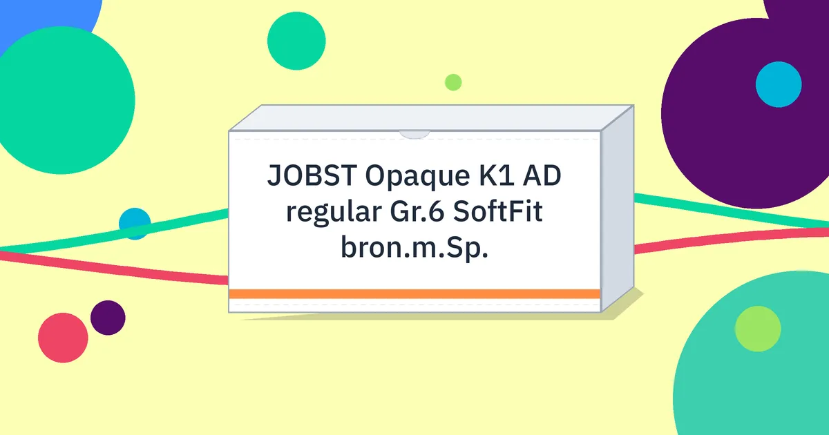 Symbolbild: Packung mit der Aufschrift JOBST Opaque K1 AD regular Gr.6 SoftFit bron.m.Sp. (PZN 13081655) – Verfügbarkeit und Bezug in Apotheken in Frankfurt am Main