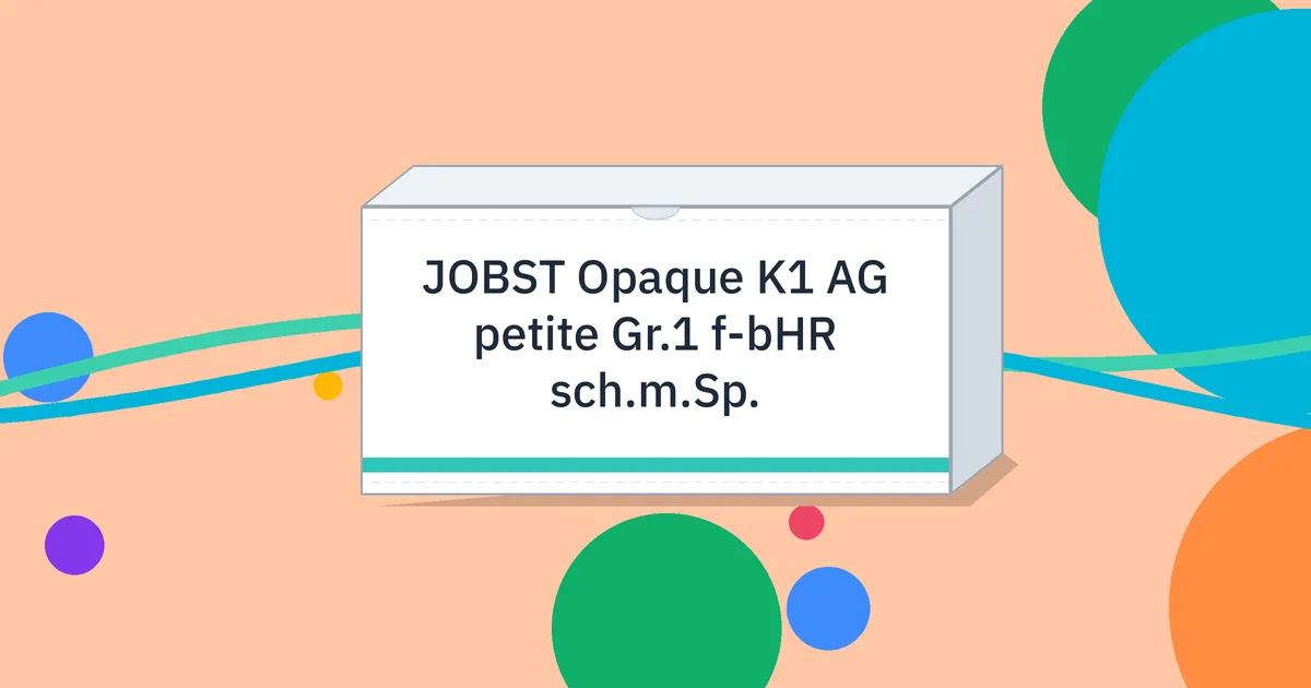 Symbolbild: Packung mit der Aufschrift JOBST Opaque K1 AG petite Gr.1 f-bHR sch.m.Sp. (PZN 13083708) – Verfügbarkeit und Bezug in Apotheken in Frankfurt am Main