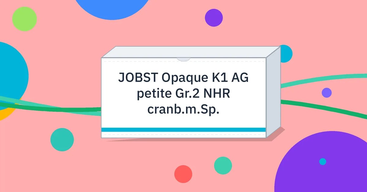 Symbolbild: Packung mit der Aufschrift JOBST Opaque K1 AG petite Gr.2 NHR cranb.m.Sp. (PZN 13084398) – Verfügbarkeit und Bezug in Apotheken in Frankfurt am Main