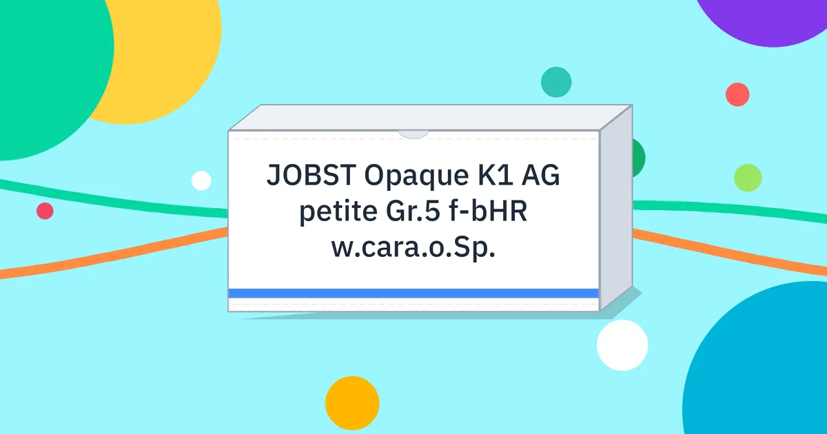 Symbolbild: Packung mit der Aufschrift JOBST Opaque K1 AG petite Gr.5 f-bHR w.cara.o.Sp. (PZN 13160389) – Verfügbarkeit und Bezug in Apotheken in Frankfurt am Main