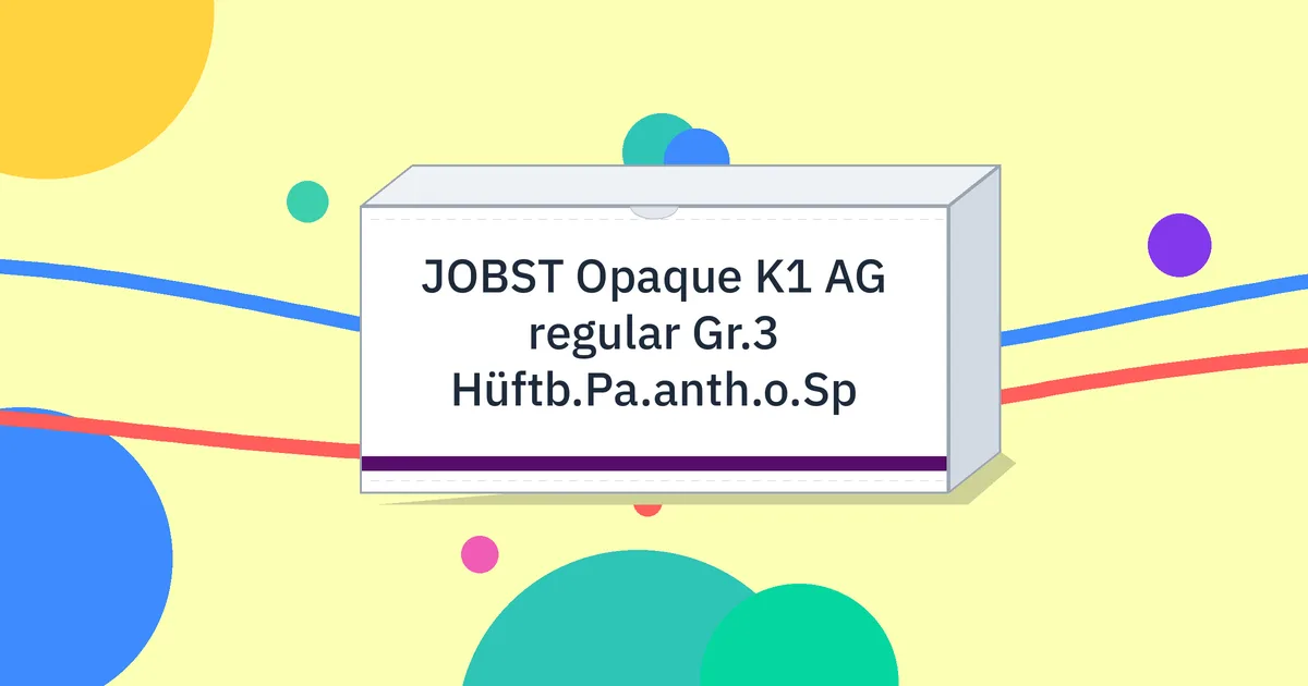Symbolbild: Packung mit der Aufschrift JOBST Opaque K1 AG regular Gr.3 Hüftb.Pa.anth.o.Sp (PZN 16271882) – Verfügbarkeit und Bezug in Apotheken in Frankfurt am Main