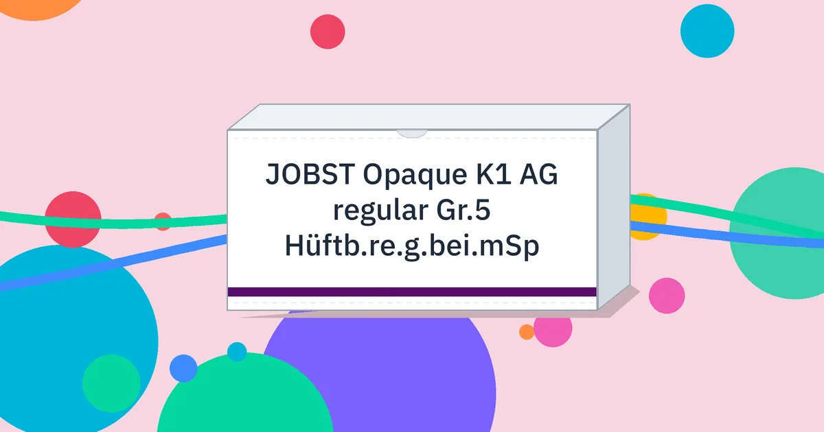 Symbolbild: Packung mit der Aufschrift JOBST Opaque K1 AG regular Gr.5 Hüftb.re.g.bei.mSp (PZN 16272261) – Verfügbarkeit und Bezug in Apotheken in Frankfurt am Main