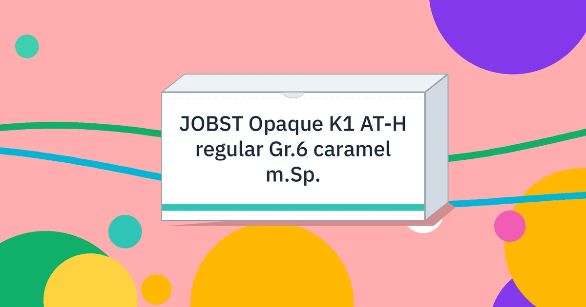 Symbolbild: Packung mit der Aufschrift JOBST Opaque K1 AT-H regular Gr.6 caramel m.Sp. (PZN 13105261) – Verfügbarkeit und Bezug in Apotheken in Frankfurt am Main