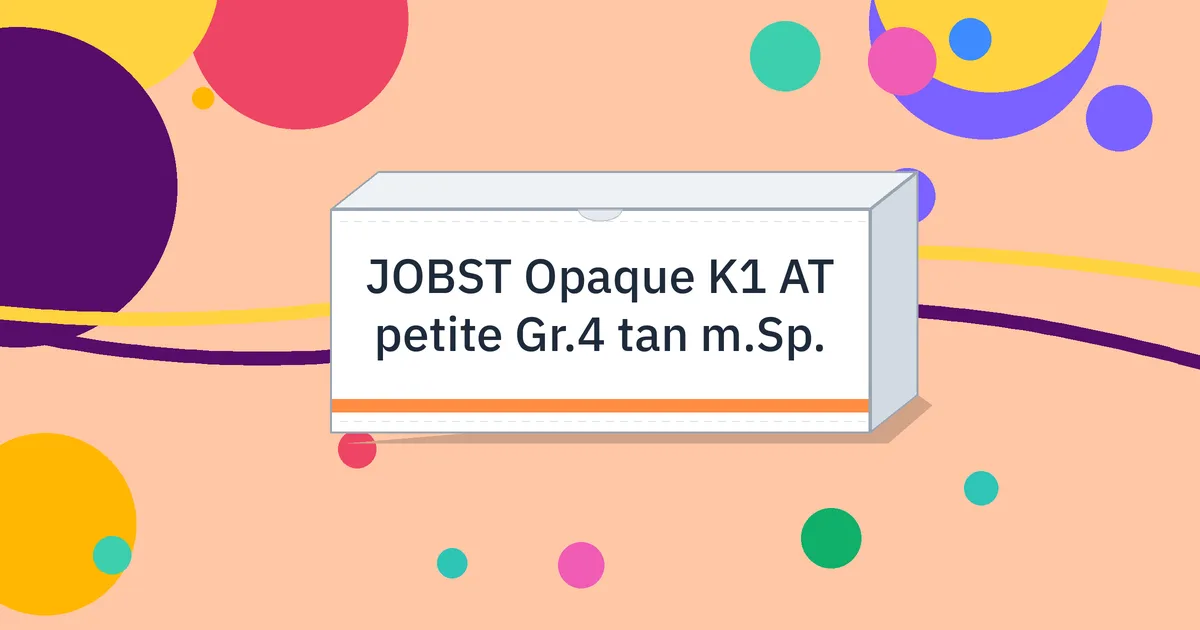 Symbolbild: Packung mit der Aufschrift JOBST Opaque K1 AT petite Gr.4 tan m.Sp. (PZN 16276589) – Verfügbarkeit und Bezug in Apotheken in Frankfurt am Main