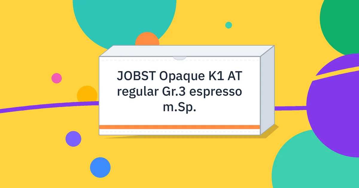 Symbolbild: Packung mit der Aufschrift JOBST Opaque K1 AT regular Gr.3 espresso m.Sp. (PZN 16275383) – Verfügbarkeit und Bezug in Apotheken in Frankfurt am Main