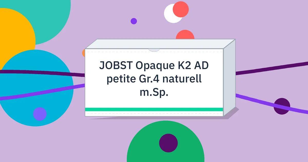 Symbolbild: Packung mit der Aufschrift JOBST Opaque K2 AD petite Gr.4 naturell m.Sp. (PZN 10722906) – Verfügbarkeit und Bezug in Apotheken in Frankfurt am Main