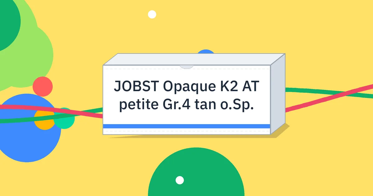 Symbolbild: Packung mit der Aufschrift JOBST Opaque K2 AT petite Gr.4 tan o.Sp. (PZN 16291175) – Verfügbarkeit und Bezug in Apotheken in Frankfurt am Main