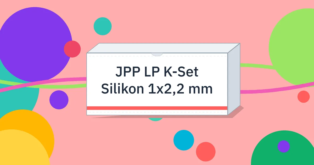 Symbolbild: Packung mit der Aufschrift JPP LP K-Set Silikon 1x2,2 mm (PZN 17588658) – Verfügbarkeit und Bezug in Apotheken in Frankfurt am Main