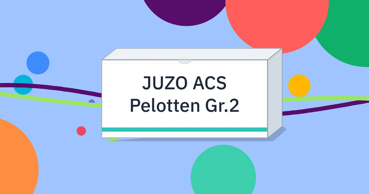 Symbolbild: Packung mit der Aufschrift JUZO ACS Pelotten Gr.2 (PZN 13576078) – Verfügbarkeit und Bezug in Apotheken in Frankfurt am Main