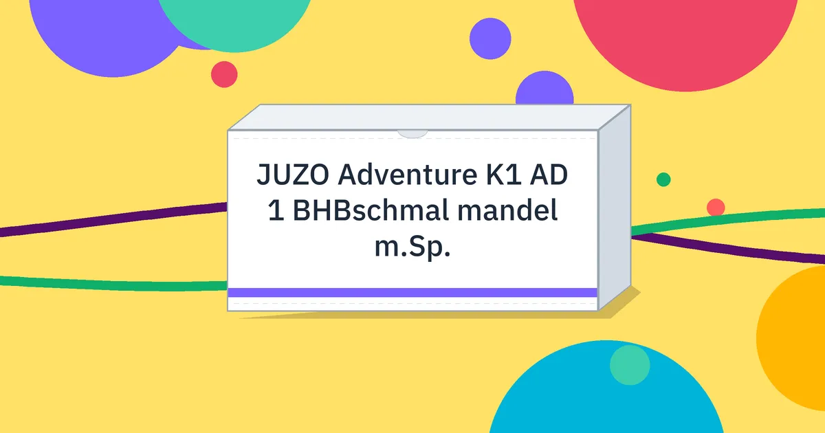 Symbolbild: Packung mit der Aufschrift JUZO Adventure K1 AD 1 BHBschmal mandel m.Sp. (PZN 15495763) – Verfügbarkeit und Bezug in Apotheken in Frankfurt am Main