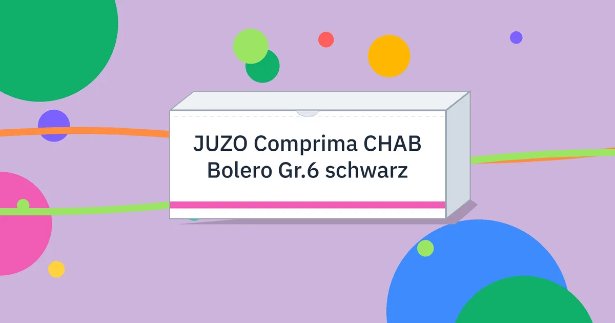 Symbolbild: Packung mit der Aufschrift JUZO Comprima CHAB Bolero Gr.6 schwarz (PZN 20781962) – Verfügbarkeit und Bezug in Apotheken in Frankfurt am Main