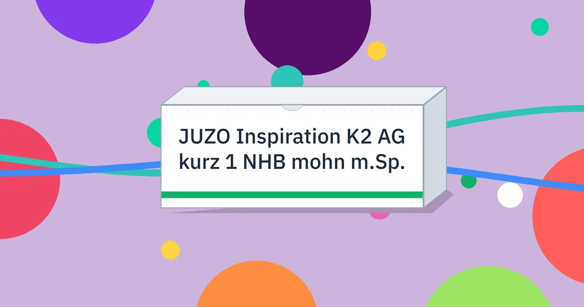 Symbolbild: Packung mit der Aufschrift JUZO Inspiration K2 AG kurz 1 NHB mohn m.Sp. (PZN 14947200) – Verfügbarkeit und Bezug in Apotheken in Frankfurt am Main