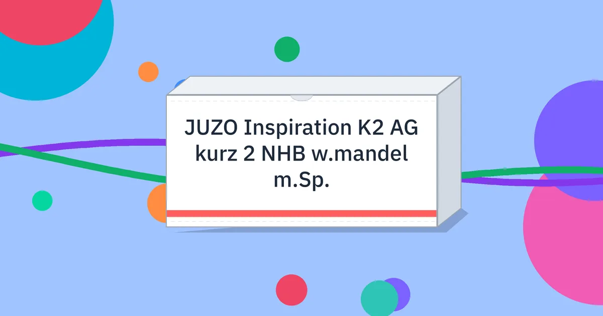 Symbolbild: Packung mit der Aufschrift JUZO Inspiration K2 AG kurz 2 NHB w.mandel m.Sp. (PZN 14947826) – Verfügbarkeit und Bezug in Apotheken in Frankfurt am Main
