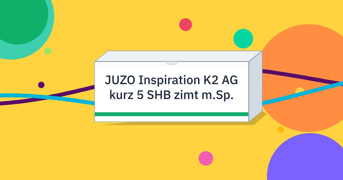 Symbolbild: Packung mit der Aufschrift JUZO Inspiration K2 AG kurz 5 SHB zimt m.Sp. (PZN 14923300) – Verfügbarkeit und Bezug in Apotheken in Frankfurt am Main
