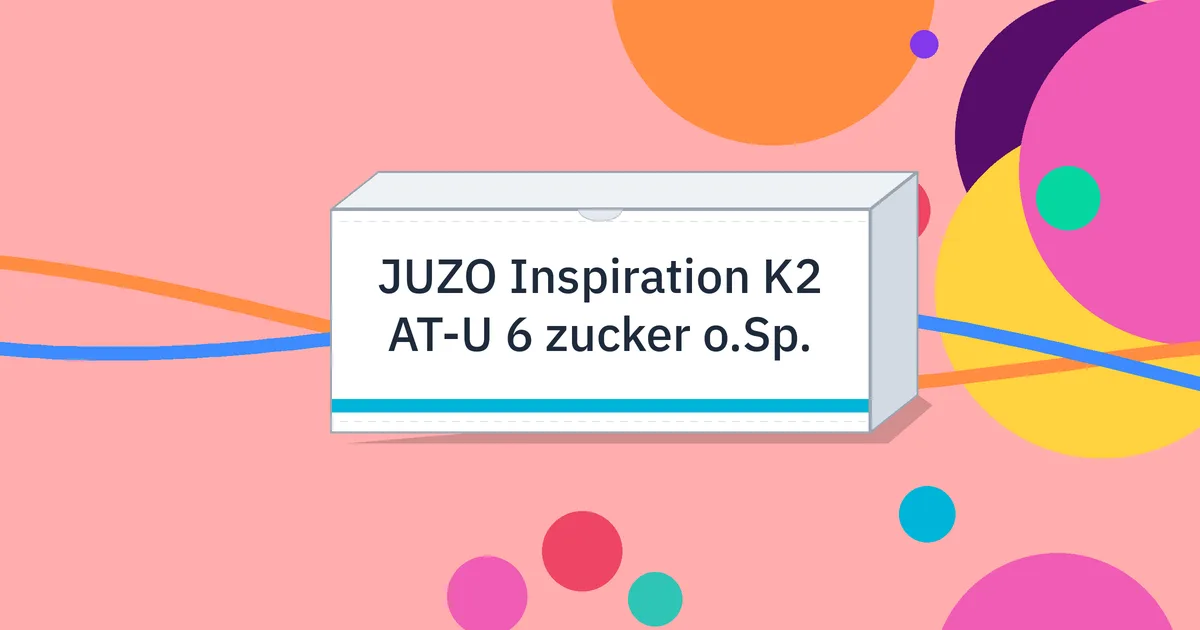 Symbolbild: Packung mit der Aufschrift JUZO Inspiration K2 AT-U 6 zucker o.Sp. (PZN 14928504) – Verfügbarkeit und Bezug in Apotheken in Frankfurt am Main