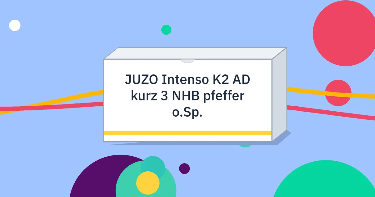 Symbolbild: Packung mit der Aufschrift JUZO Intenso K2 AD kurz 3 NHB pfeffer o.Sp. (PZN 18621375) – Verfügbarkeit und Bezug in Apotheken in Frankfurt am Main