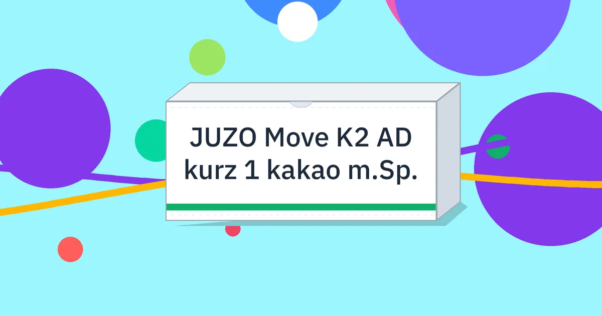 Symbolbild: Packung mit der Aufschrift JUZO Move K2 AD kurz 1 kakao m.Sp. (PZN 18540286) – Verfügbarkeit und Bezug in Apotheken in Frankfurt am Main