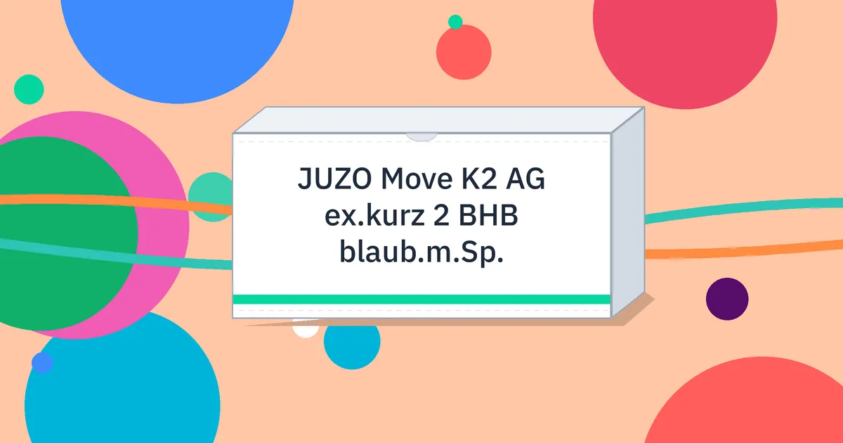 Symbolbild: Packung mit der Aufschrift JUZO Move K2 AG ex.kurz 2 BHB blaub.m.Sp. (PZN 18563620) – Verfügbarkeit und Bezug in Apotheken in Frankfurt am Main