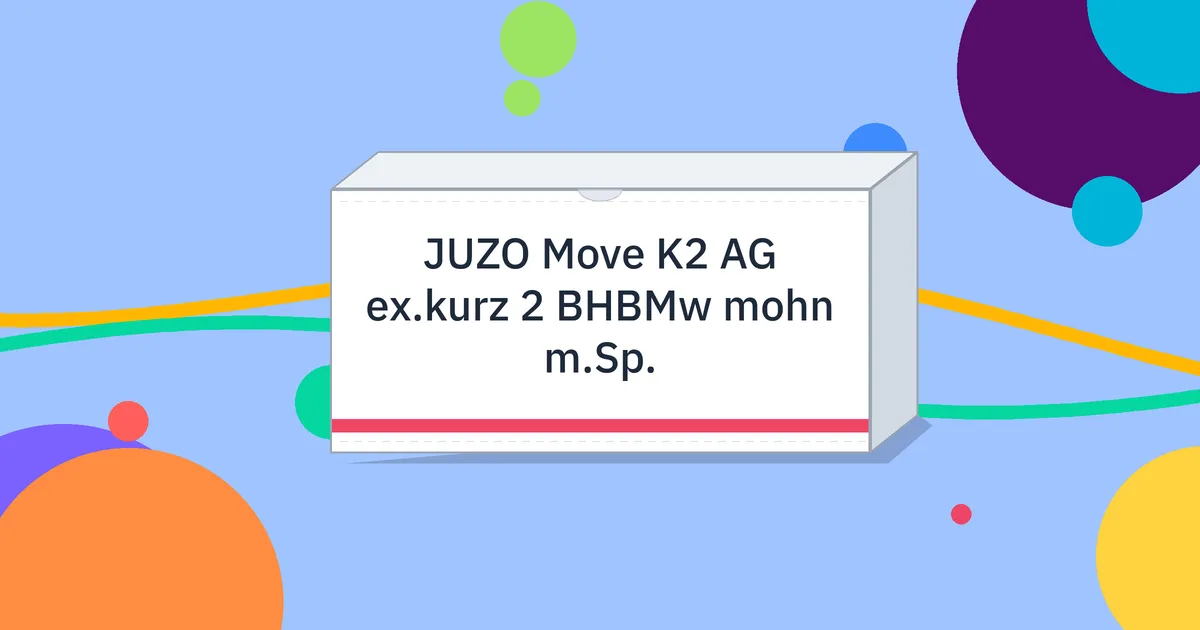Symbolbild: Packung mit der Aufschrift JUZO Move K2 AG ex.kurz 2 BHBMw mohn m.Sp. (PZN 18564393) – Verfügbarkeit und Bezug in Apotheken in Frankfurt am Main