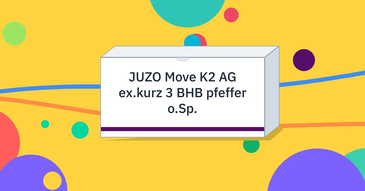 Symbolbild: Packung mit der Aufschrift JUZO Move K2 AG ex.kurz 3 BHB pfeffer o.Sp. (PZN 16639170) – Verfügbarkeit und Bezug in Apotheken in Frankfurt am Main