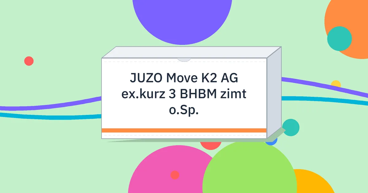 Symbolbild: Packung mit der Aufschrift JUZO Move K2 AG ex.kurz 3 BHBM zimt o.Sp. (PZN 18534506) – Verfügbarkeit und Bezug in Apotheken in Frankfurt am Main