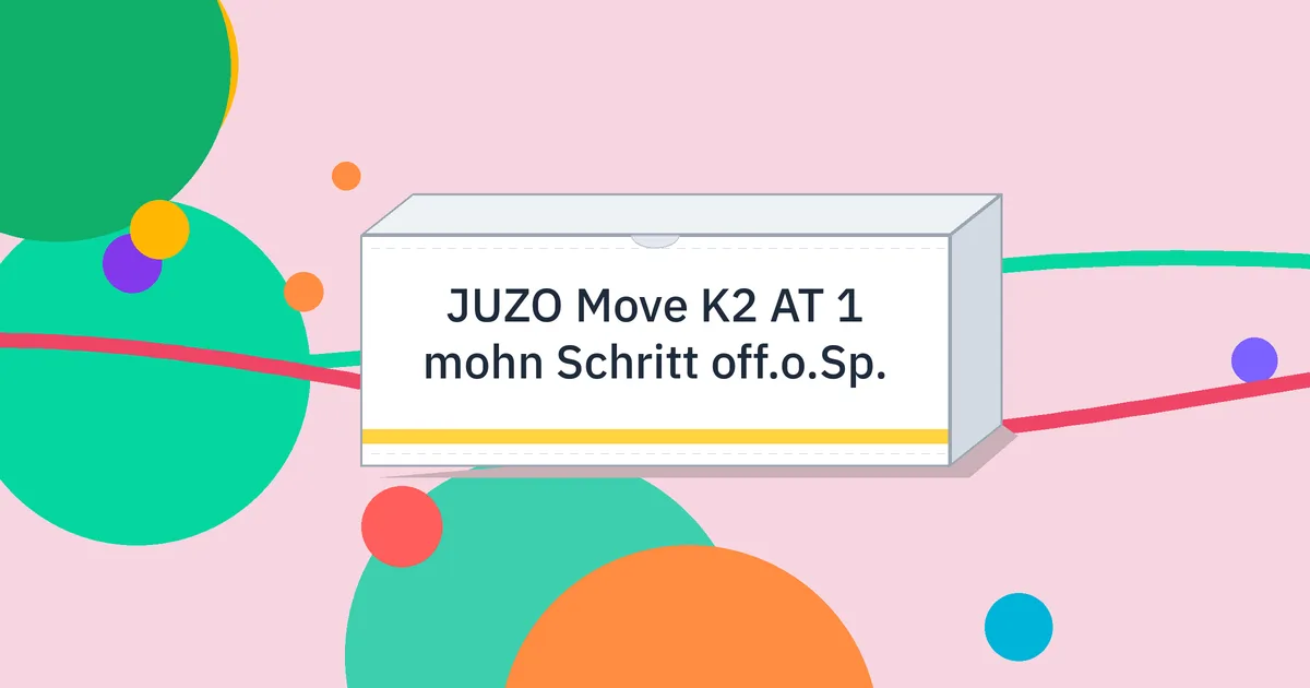 Symbolbild: Packung mit der Aufschrift JUZO Move K2 AT 1 mohn Schritt off.o.Sp. (PZN 20669917) – Verfügbarkeit und Bezug in Apotheken in Frankfurt am Main