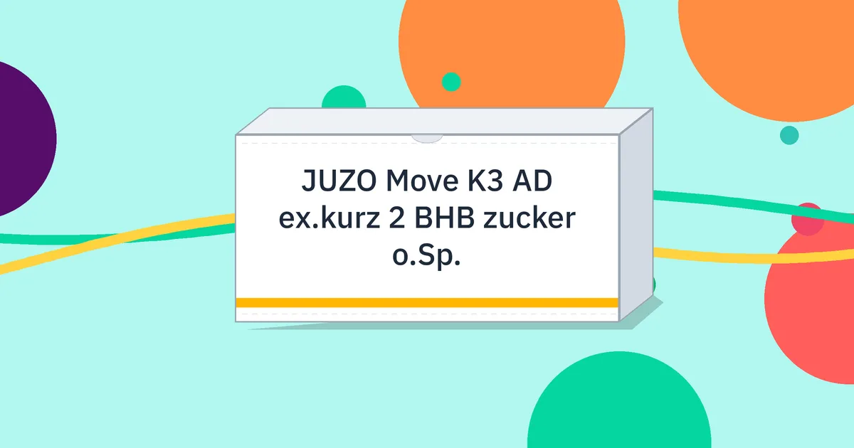 Symbolbild: Packung mit der Aufschrift JUZO Move K3 AD ex.kurz 2 BHB zucker o.Sp. (PZN 18570258) – Verfügbarkeit und Bezug in Apotheken in Frankfurt am Main