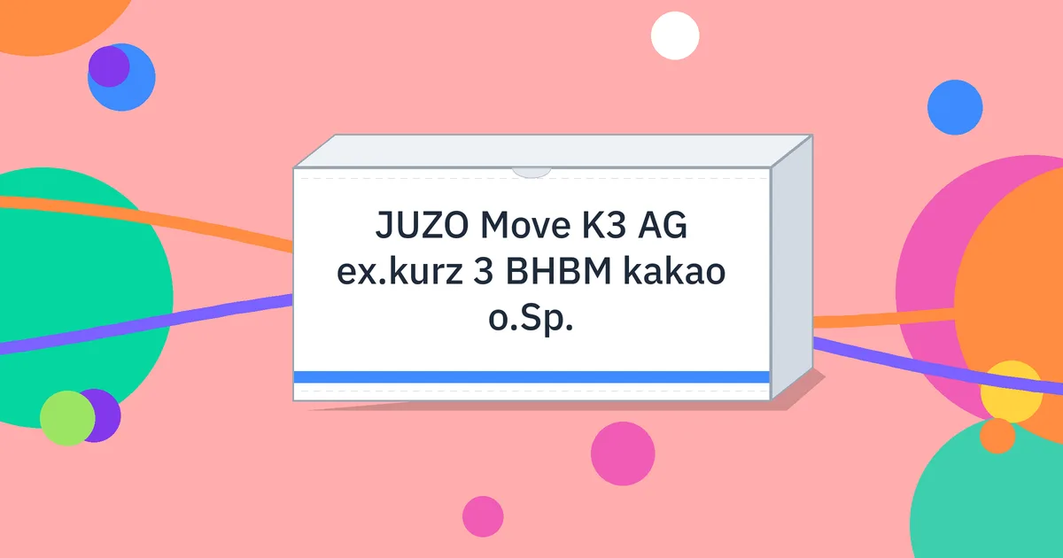Symbolbild: Packung mit der Aufschrift JUZO Move K3 AG ex.kurz 3 BHBM kakao o.Sp. (PZN 18597955) – Verfügbarkeit und Bezug in Apotheken in Frankfurt am Main