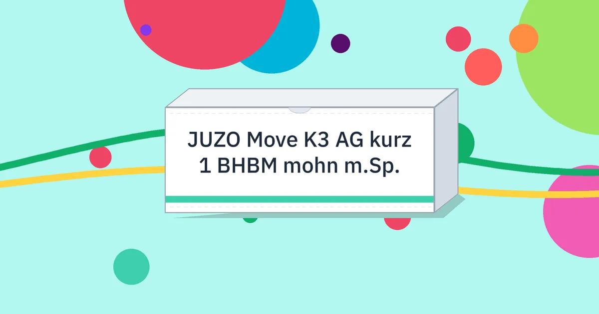 Symbolbild: Packung mit der Aufschrift JUZO Move K3 AG kurz 1 BHBM mohn m.Sp. (PZN 18591898) – Verfügbarkeit und Bezug in Apotheken in Frankfurt am Main