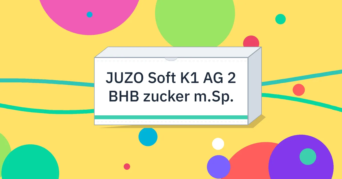 Symbolbild: Packung mit der Aufschrift JUZO Soft K1 AG 2 BHB zucker m.Sp. (PZN 14820600) – Verfügbarkeit und Bezug in Apotheken in Frankfurt am Main