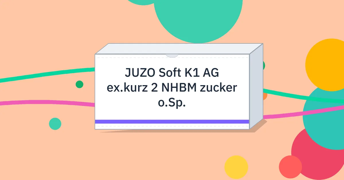 Symbolbild: Packung mit der Aufschrift JUZO Soft K1 AG ex.kurz 2 NHBM zucker o.Sp. (PZN 15000626) – Verfügbarkeit und Bezug in Apotheken in Frankfurt am Main