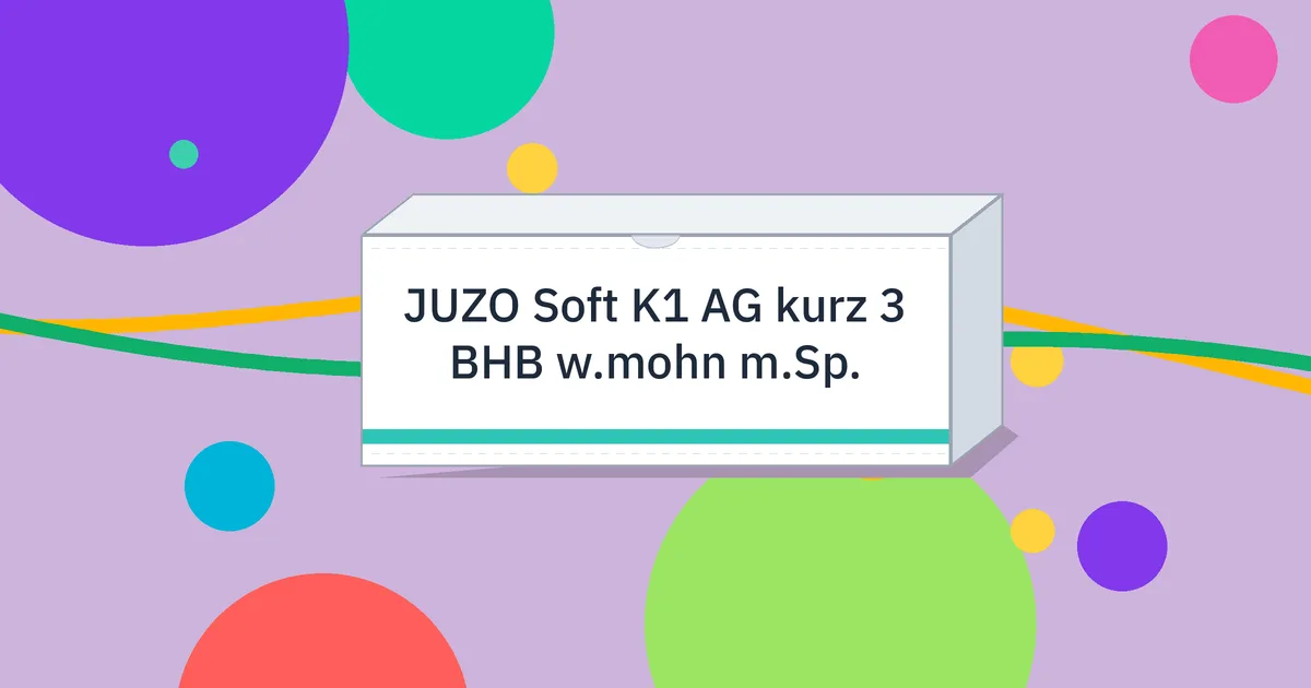 Symbolbild: Packung mit der Aufschrift JUZO Soft K1 AG kurz 3 BHB w.mohn m.Sp. (PZN 14838356) – Verfügbarkeit und Bezug in Apotheken in Frankfurt am Main